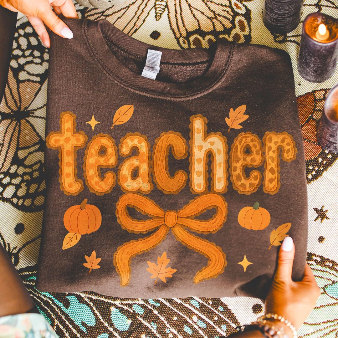 Teacher Fall Coquette Png, Preppy Teacher Autumn Png, Teach Love ...