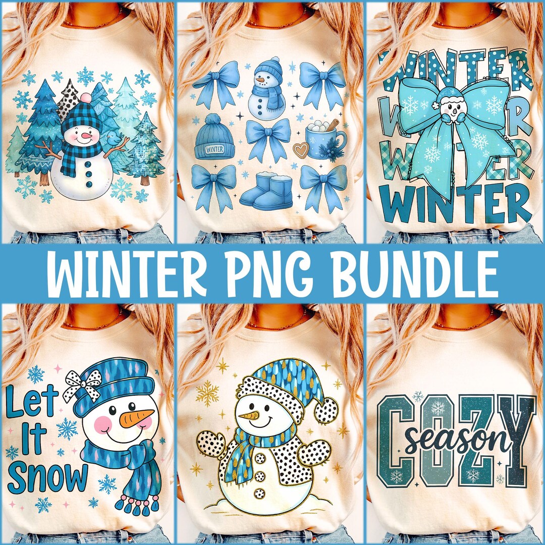 Winter PNG Clipart Bundle, Snowman Sublimation Designs (digital ...