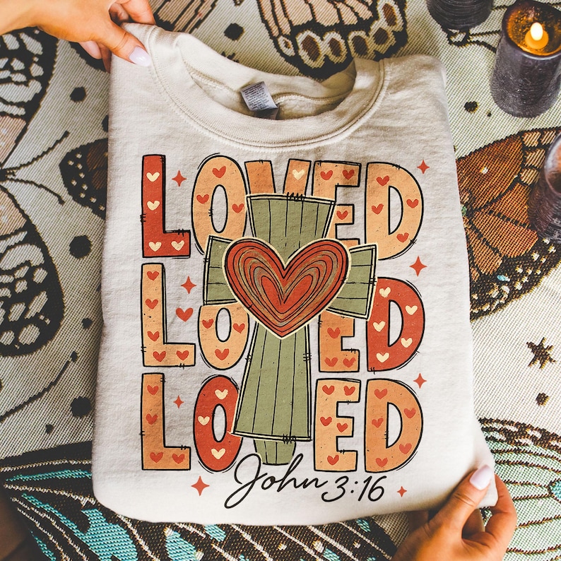 Retro Loved John 3:16 PNG, Christian Valentine PNG, Preppy Valentine ...