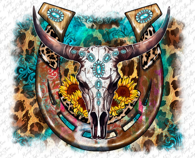 Bull Skull Png Horseshoe Png Sunflowers Png Floral Bull - Etsy