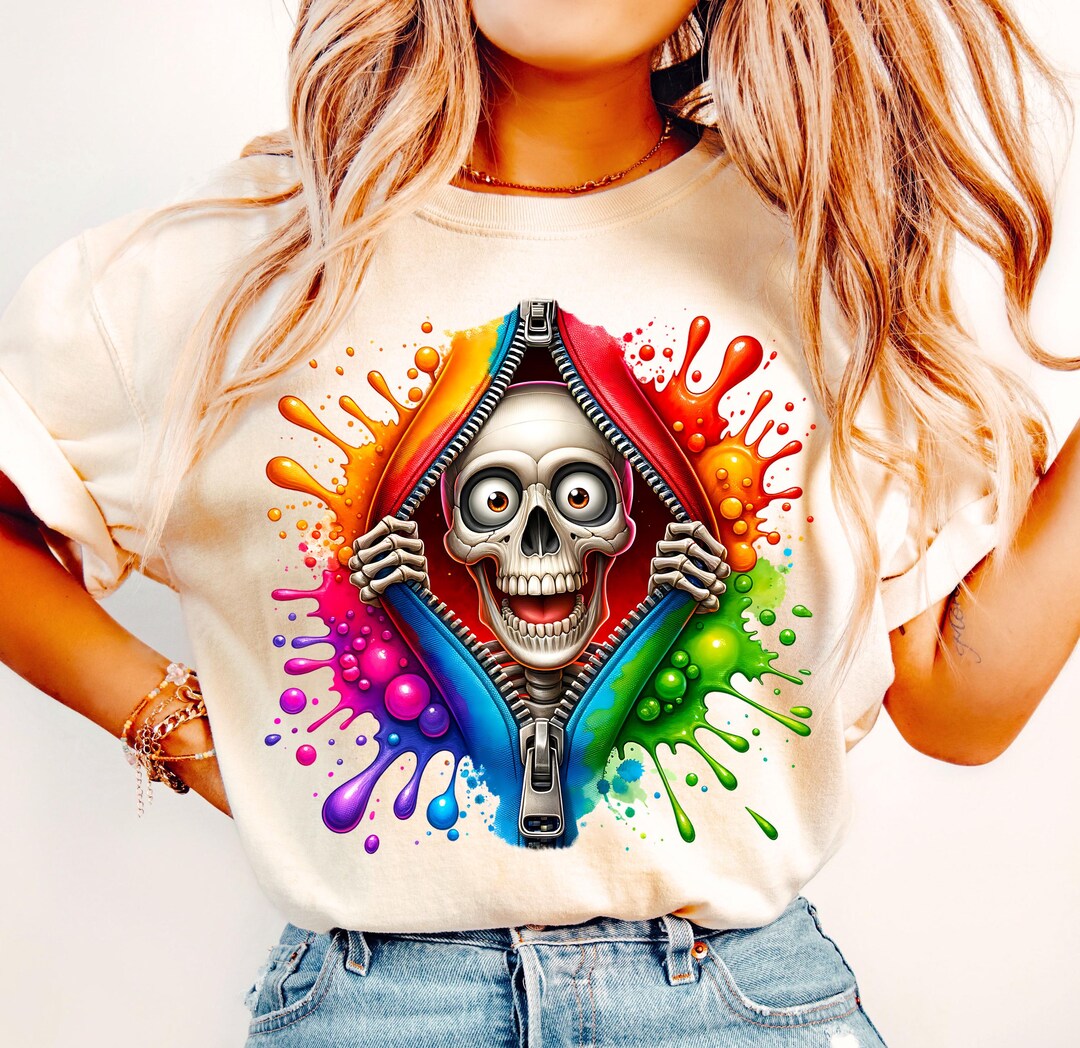 Funny Skeleton Zipper PNG, Snarky Skeleton Png, Colorfull Skeleton ...