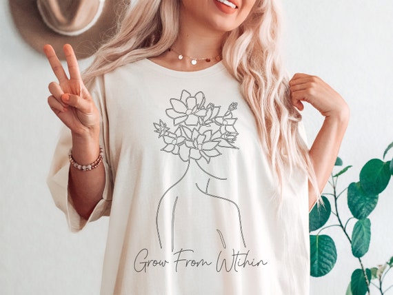 Grow From Within SVG Floral Woman Outline Svg Inspirational - Etsy
