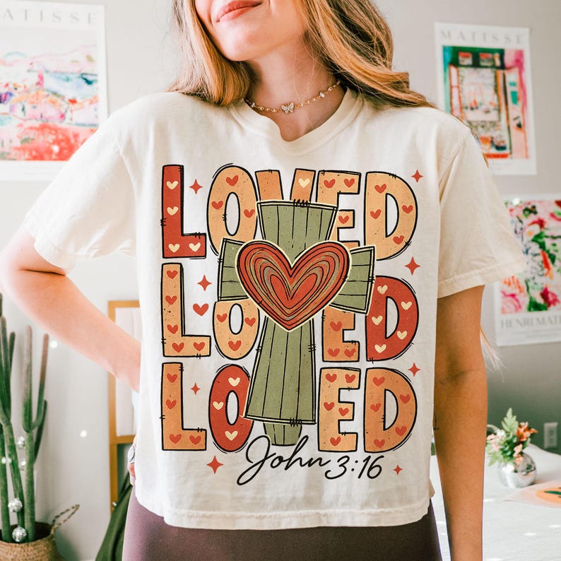 Retro Loved John 3:16 PNG, Christian Valentine PNG, Preppy Valentine ...