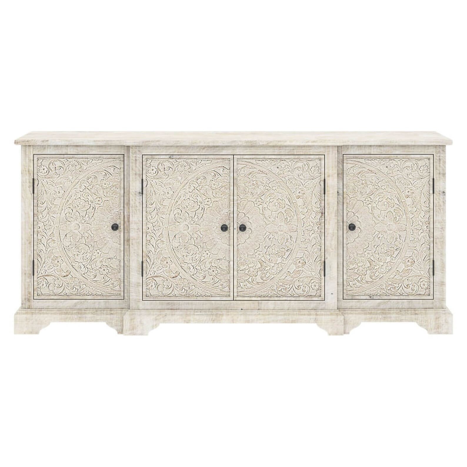 Hand Carved Solid Wood White Buffet Sideboard Carving Buffet Sideboard ...