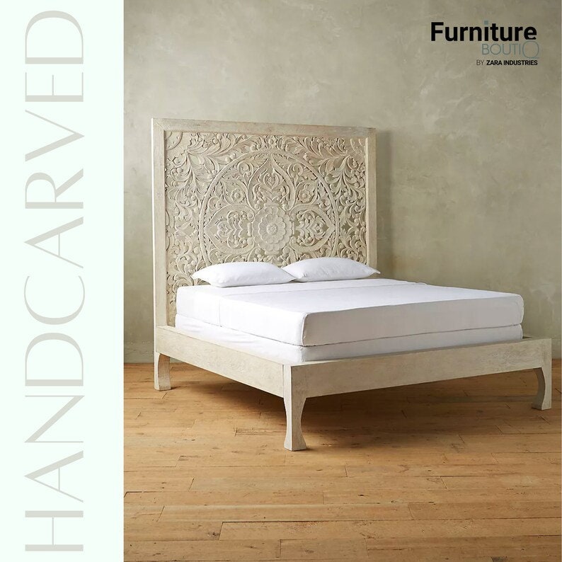 Hand-carved Solid Wood Bed Carving Bed Wooden Carving - Etsy