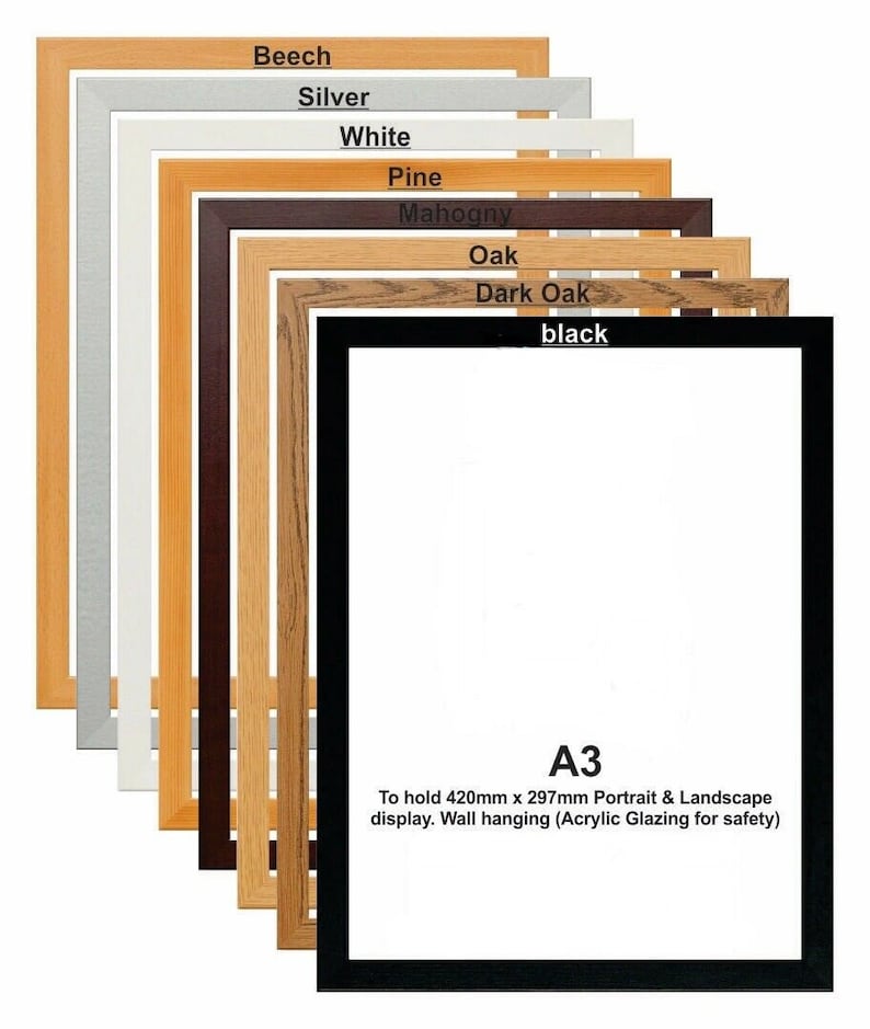 Wood Picture Frames Photo Frame Poster Frame Black White Oak Silver ...