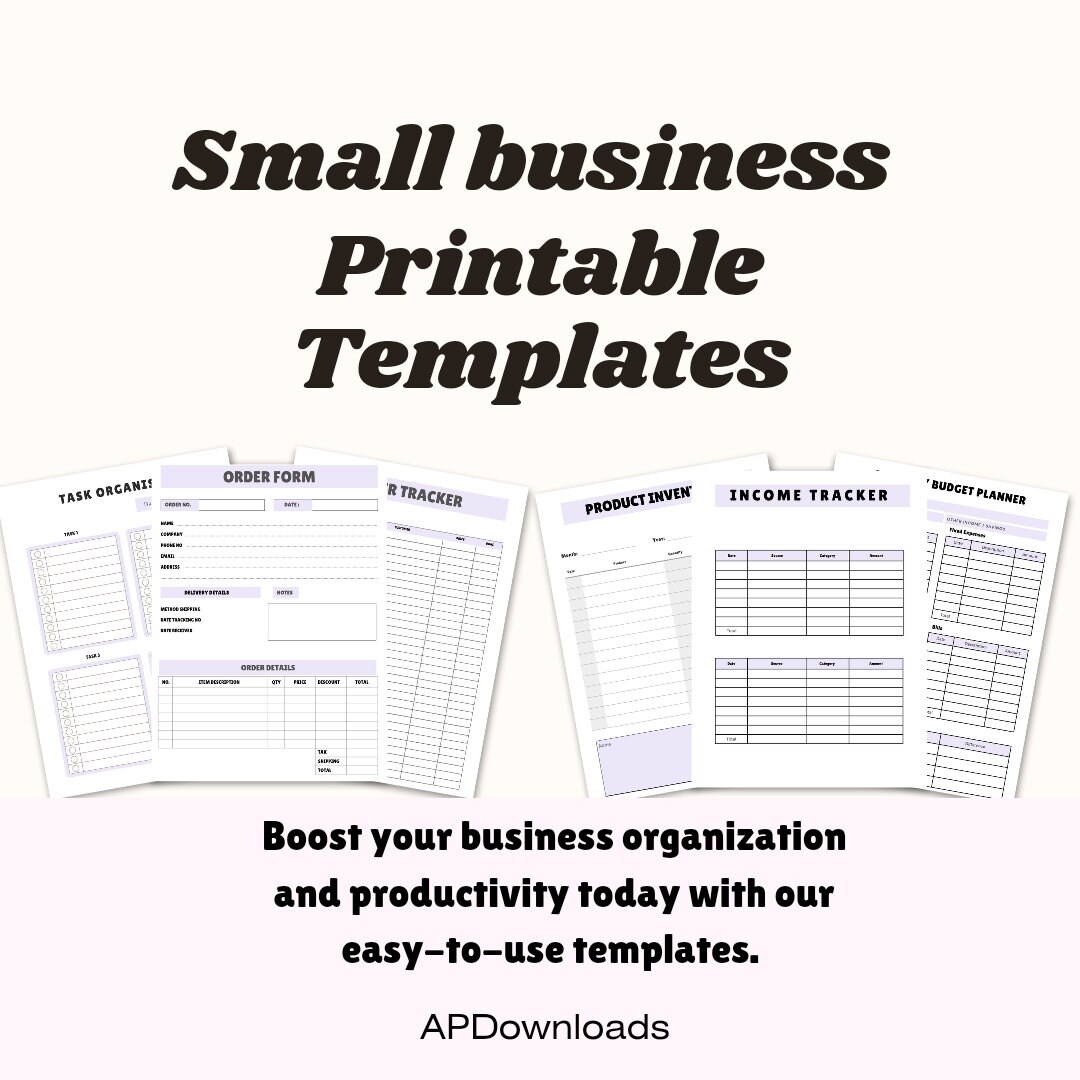 Small Business Printable Template Pack Simple Modern Order Forms and ...