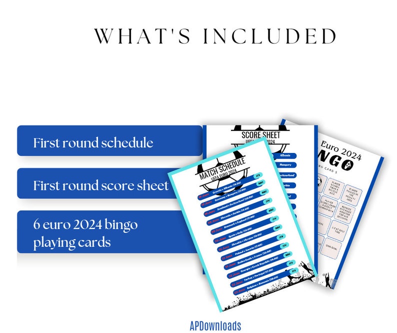 UEFA Euros 2024 Schedule Score Sheet and Bingo Game Pack Game Times and ...