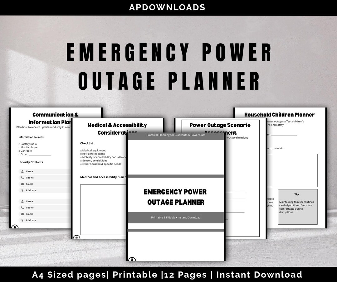 Emergency Power Outage Planner | Printable Blackout Preparedness ...