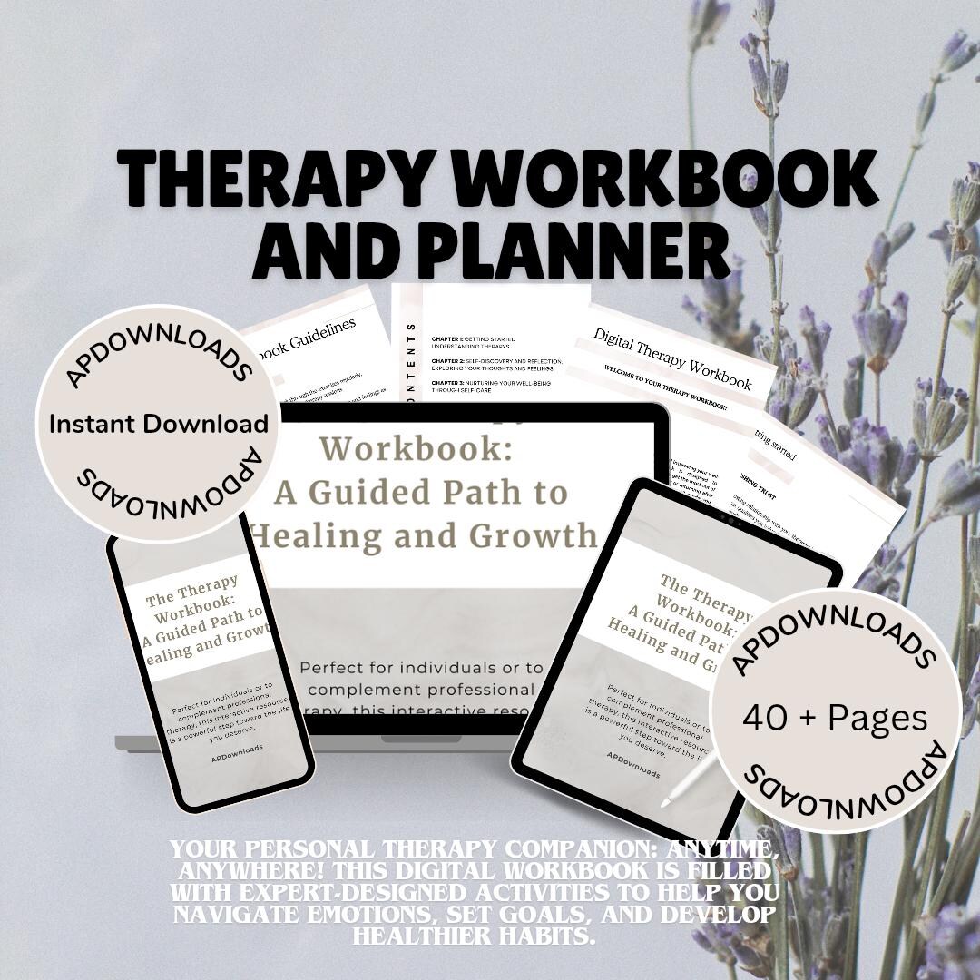Therapy Workbook Digital Printable Download for Self Discovery and ...