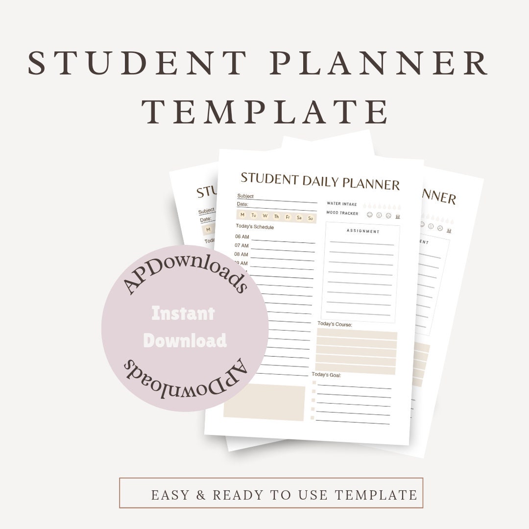 Student Planner Printable Digital Student Organizer Digital Template - Etsy