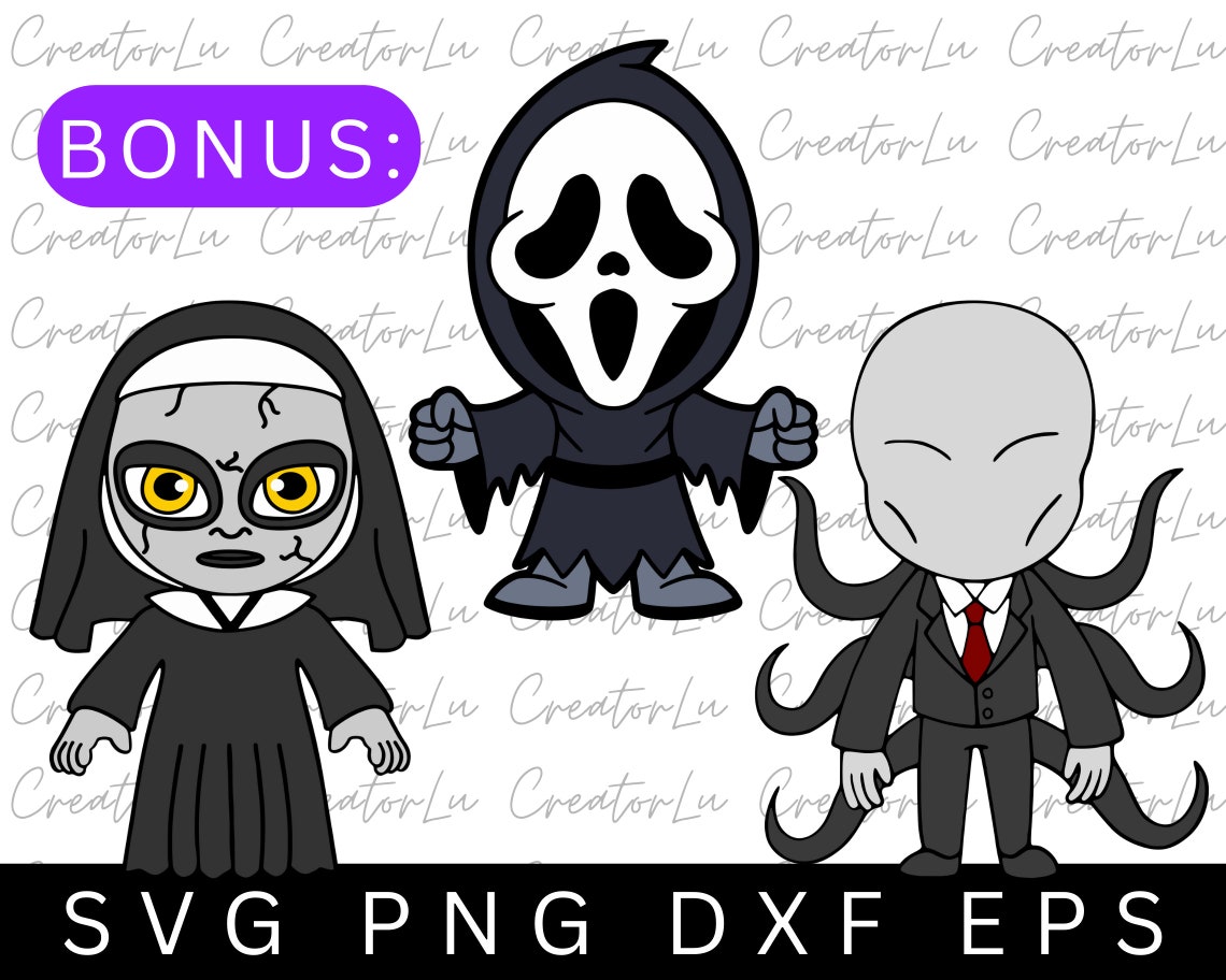 Halloween Cartoon Characters Bundle Serial Killers Outline - Etsy