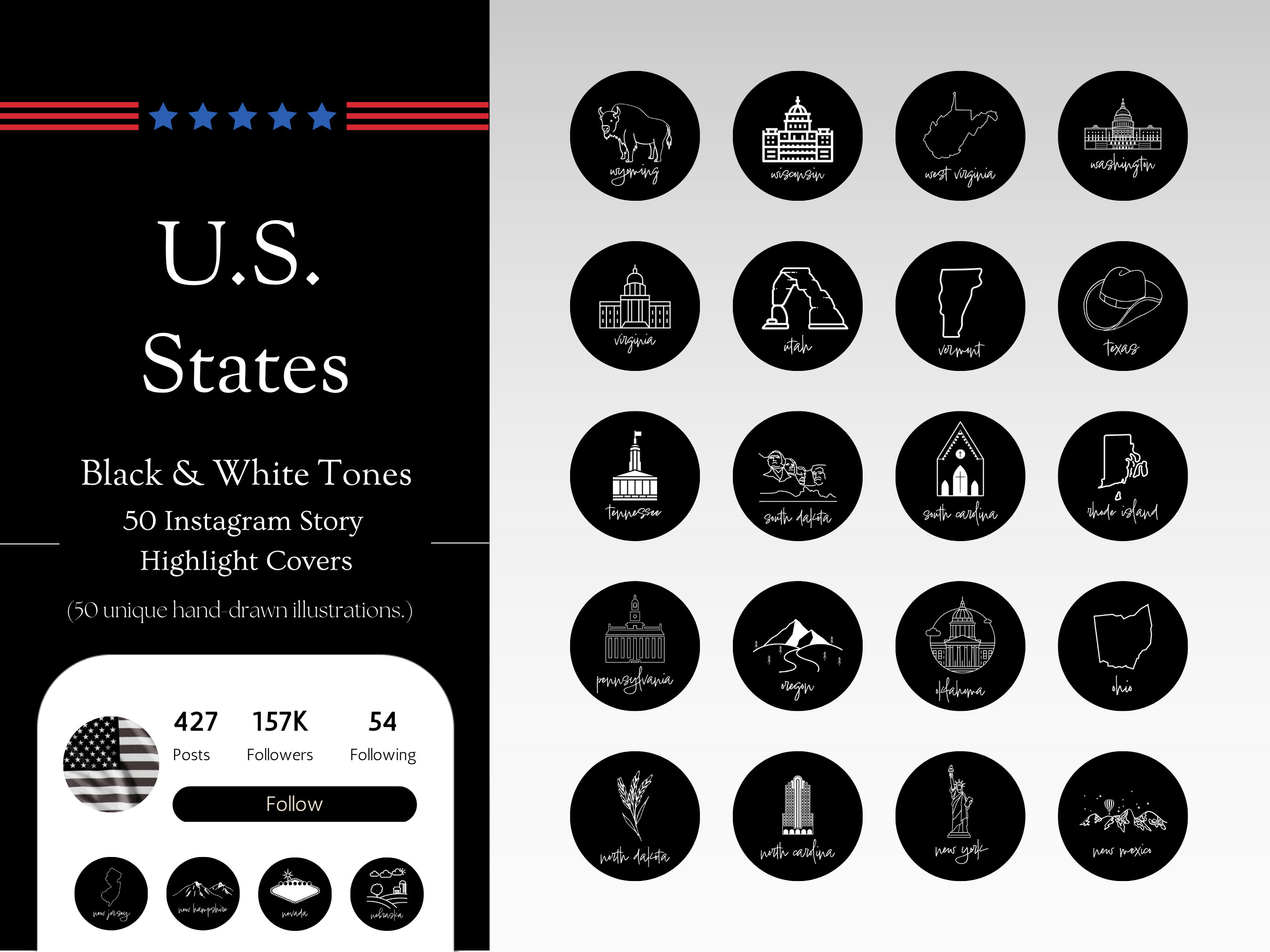 Instagram Highlight Covers, Minimalist Covers for Instagram, U.S ...