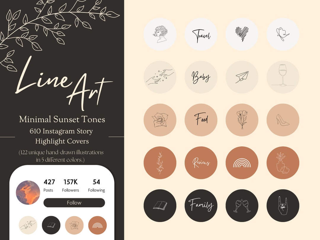 Minimal Line Art Instagram Highlight Covers Minimalist - Etsy España