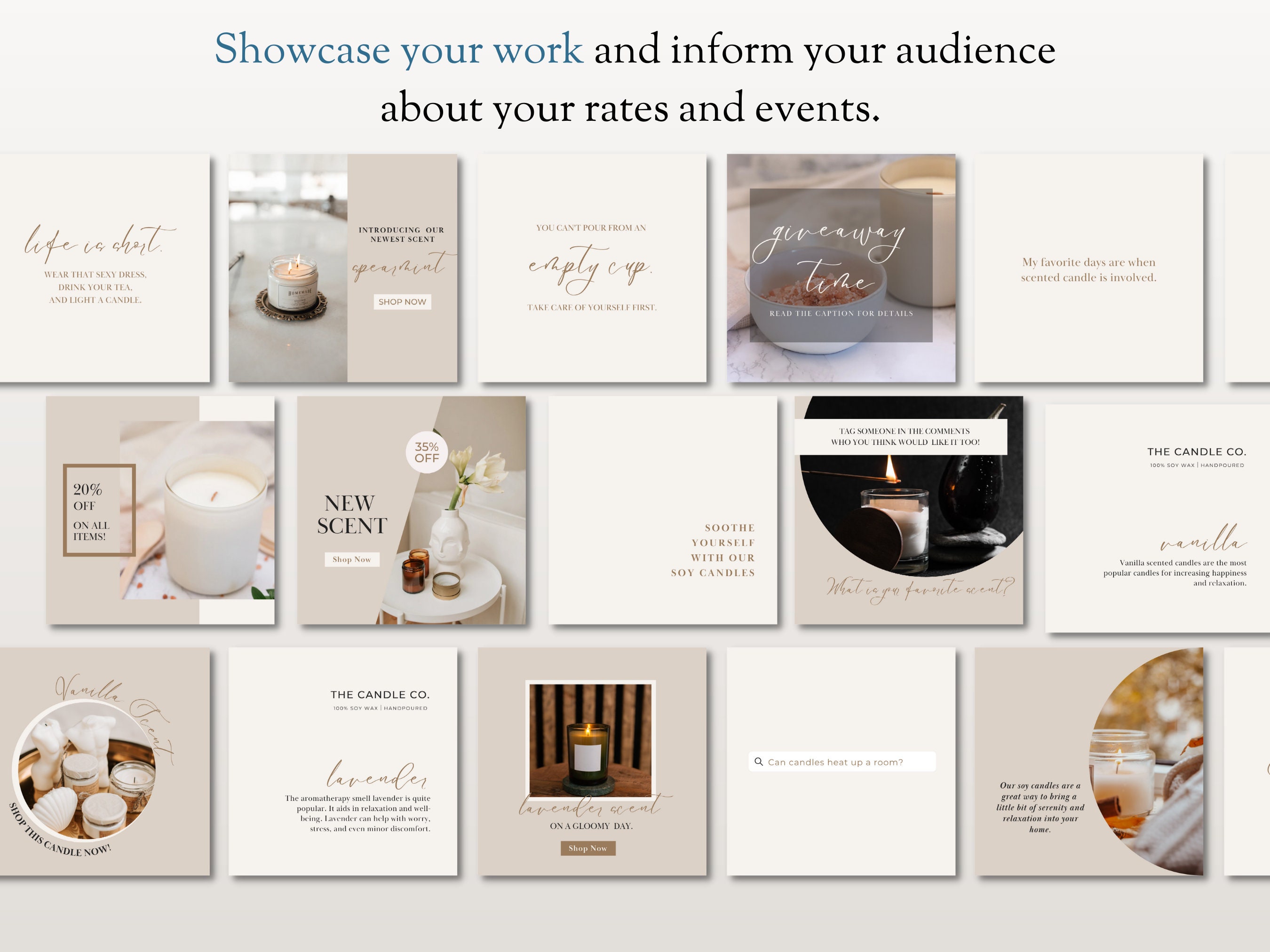 Candle Instagram Post Template Social Media Bundle Candle - Etsy