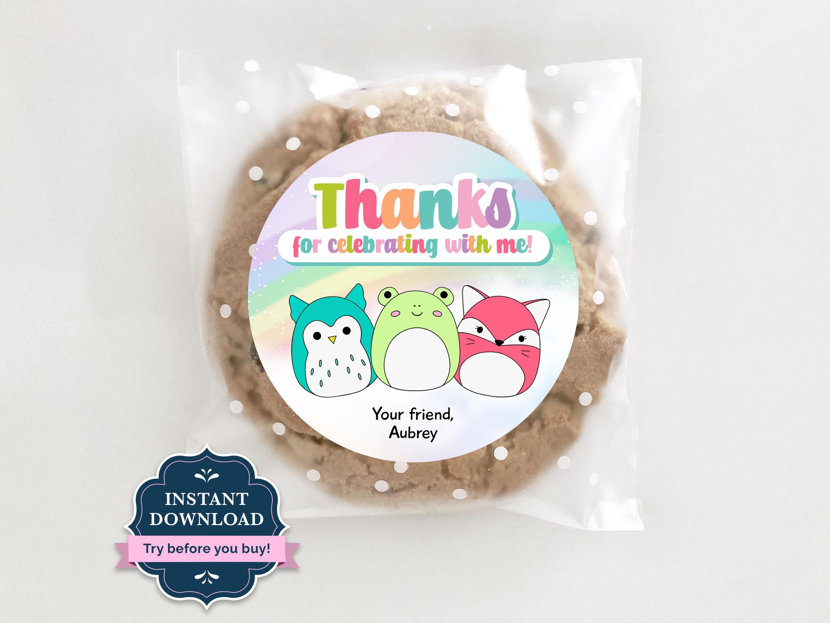 Editable Squishmallow Birthday Thank You Tag, Girl Squishmallow Favor ...