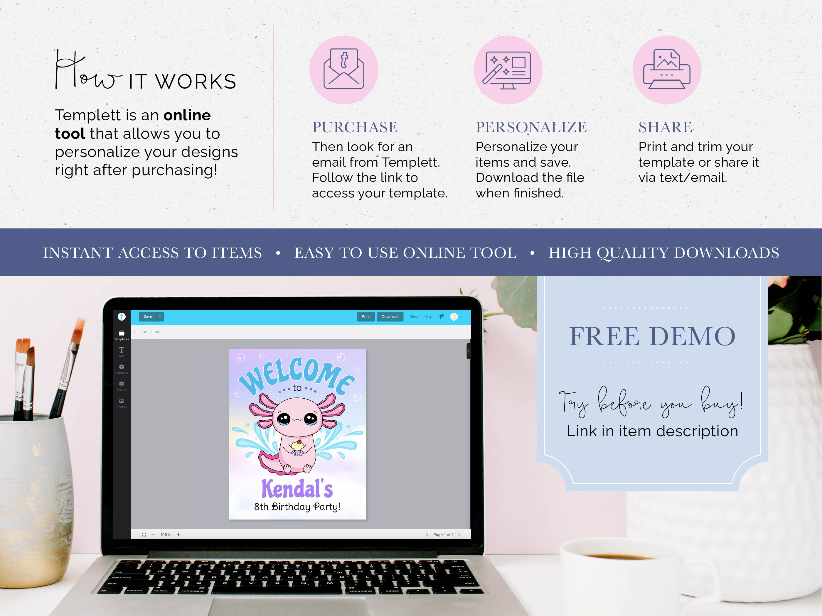 Editable Axolotl Girls Birthday Welcome Sign, Cute Axolotl Party Poster ...