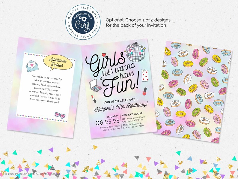 Teen Birthday Party Invitation, Tween Party Invite, Girls Just Wanna ...