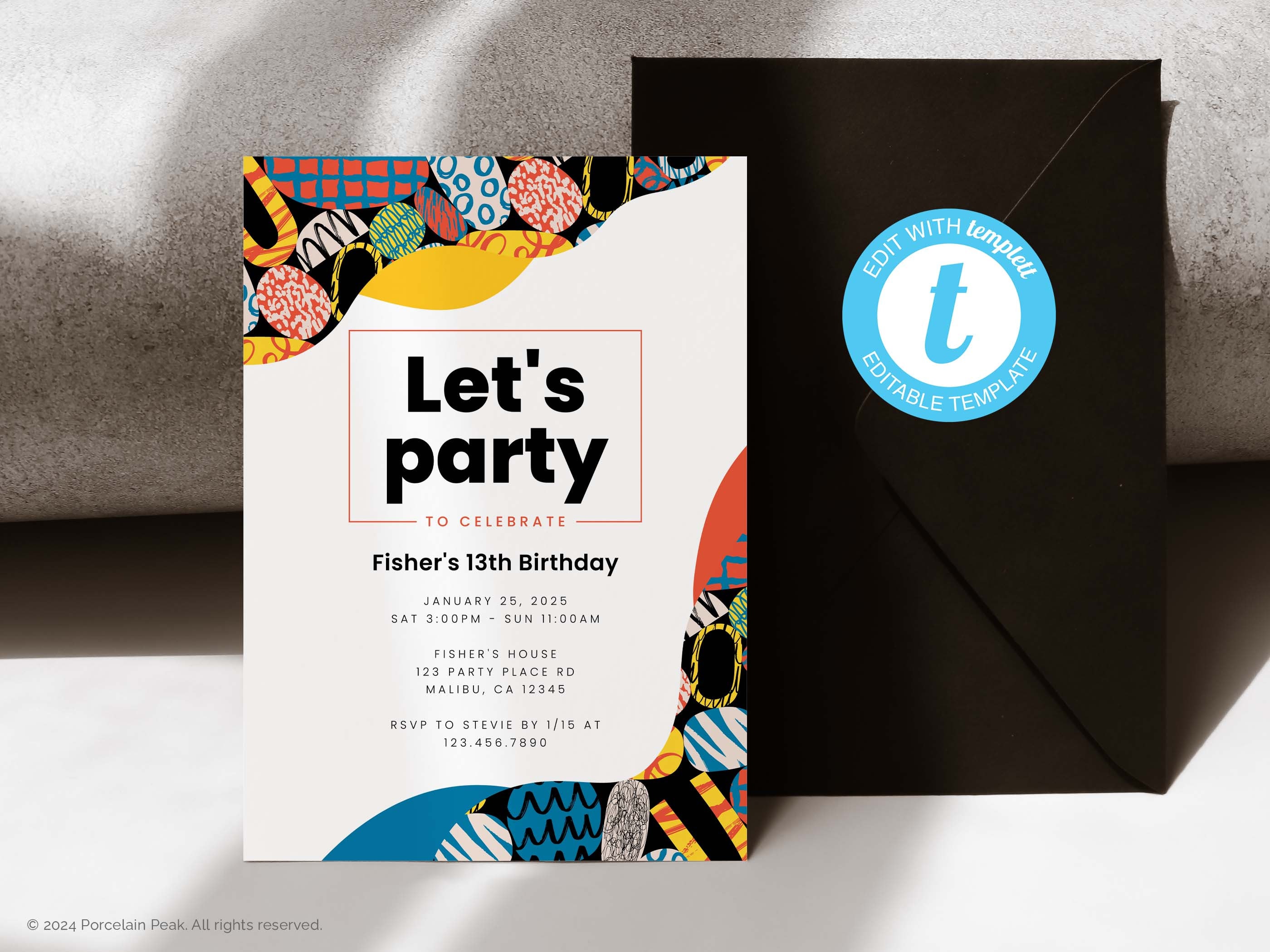 Teen Boy Birthday Invitation, Tween Party Invite, Modern Teen Birthday ...