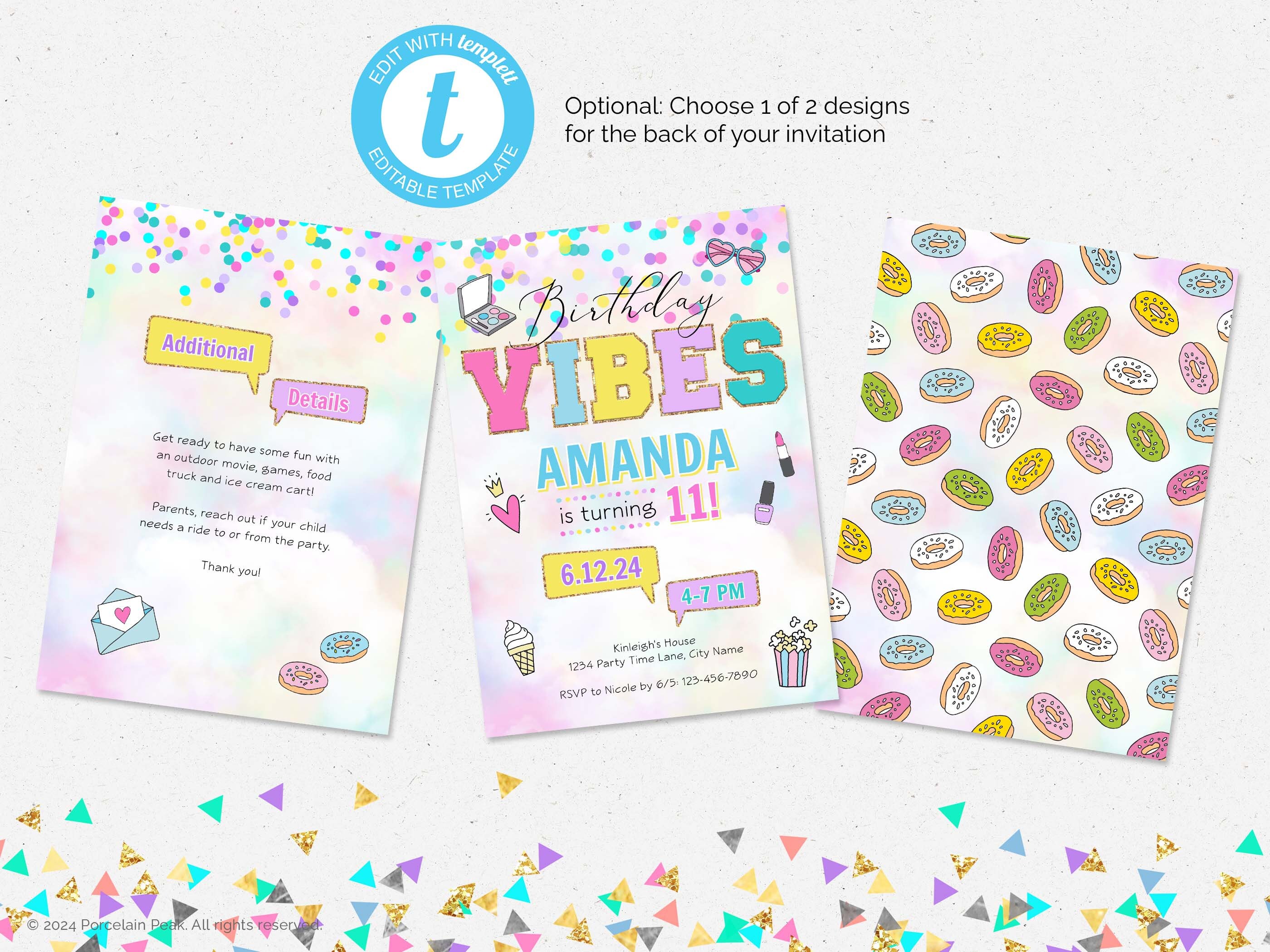 Tween Birthday Invitation, Birthday Vibes Invite, Varsity Patch Text ...