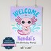 Editable Axolotl Girls Birthday Welcome Sign, Cute Axolotl Party Poster ...