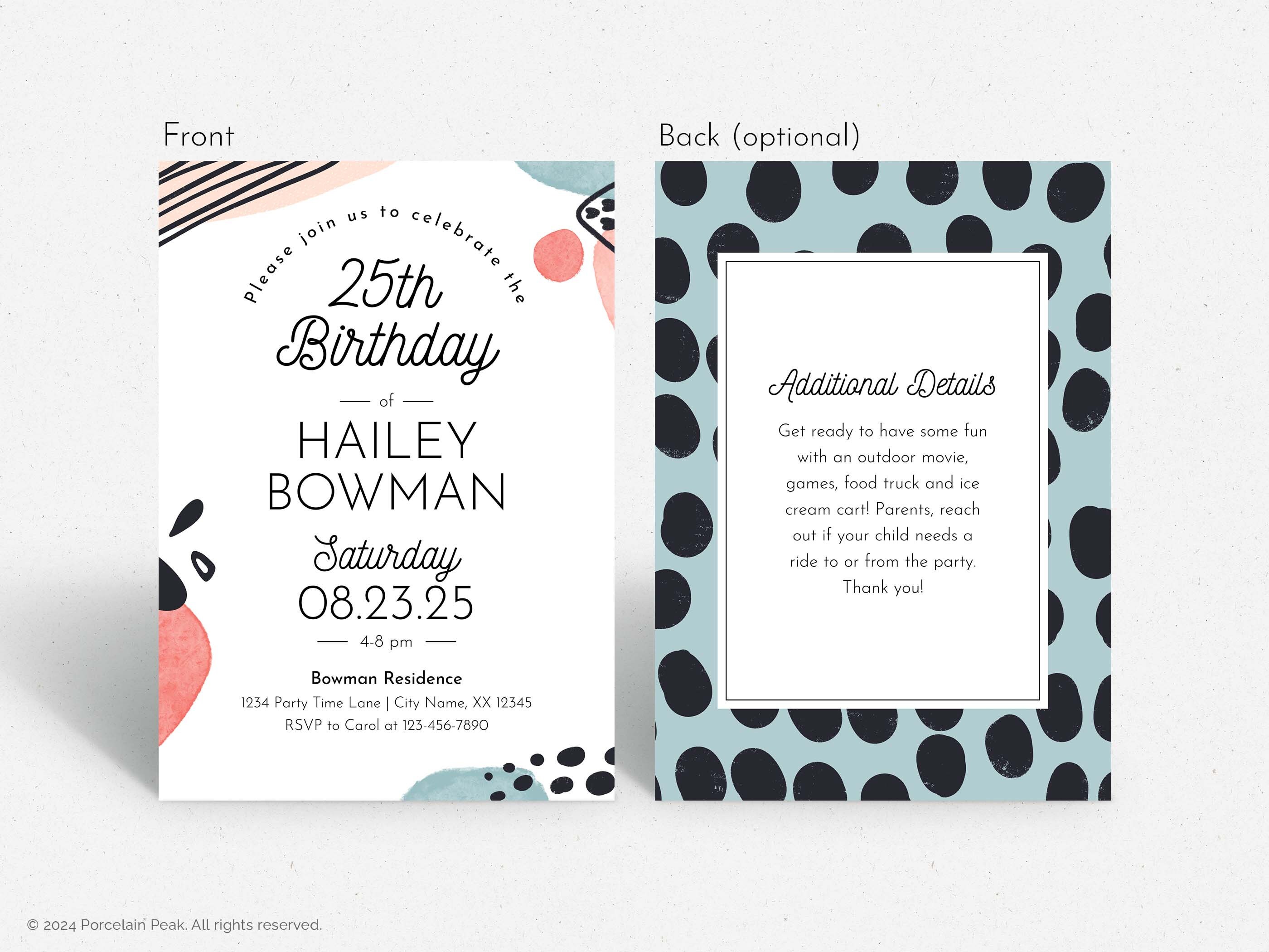 Teen Birthday Invitation, Tween Birthday Party Invite, Girl 17th ...