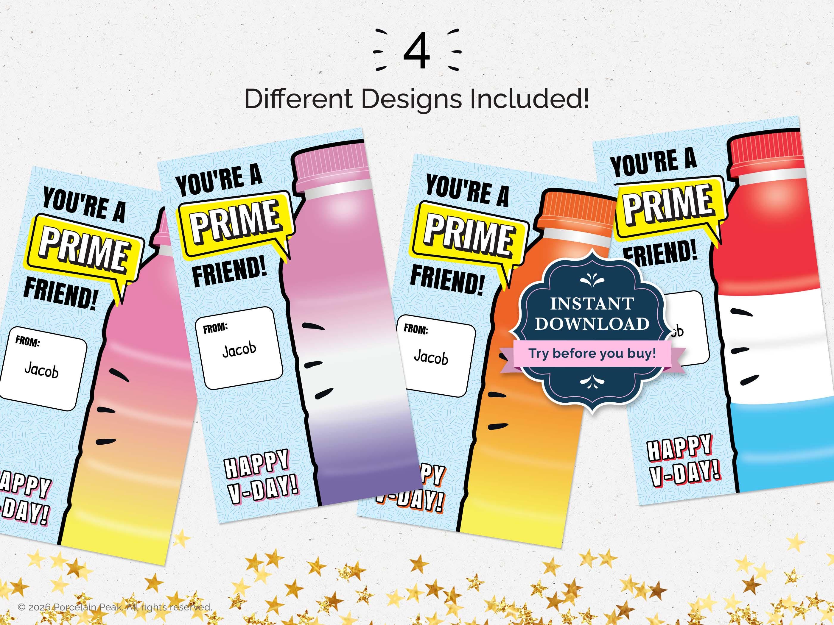 Prime Valentine Cards, Boys Valentines, Hydration Drink Card, Prime ...