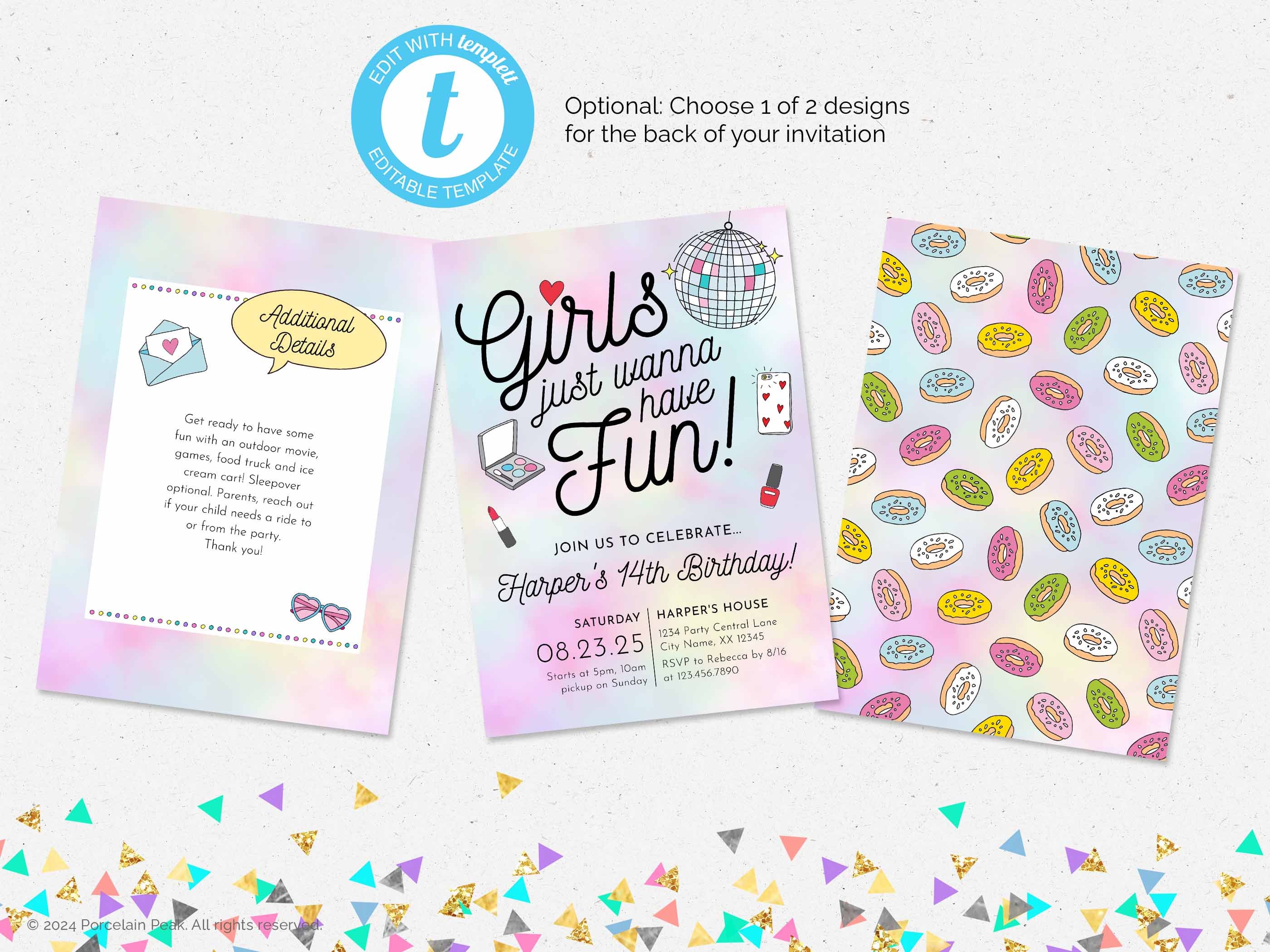 Teen Birthday Party Invitation, Tween Party Invite, Girls Just Wanna ...