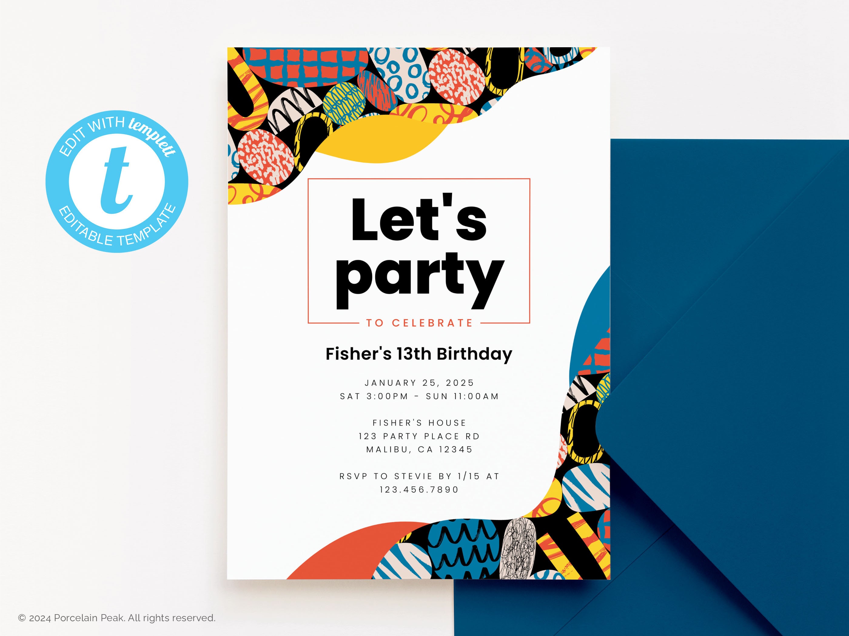 Teen Boy Birthday Invitation, Tween Party Invite, Modern Teen Birthday ...