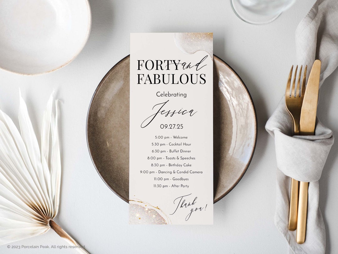 Forty and Fabulous Birthday Program Template 40th Birthday Program 40th ...