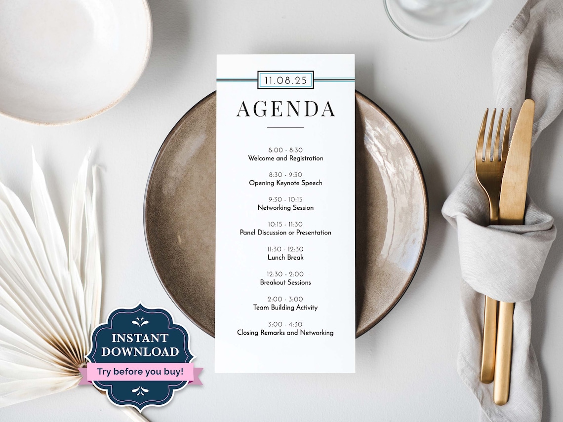 Editable Program Template, Corporate Event Agenda, Itinerary ...