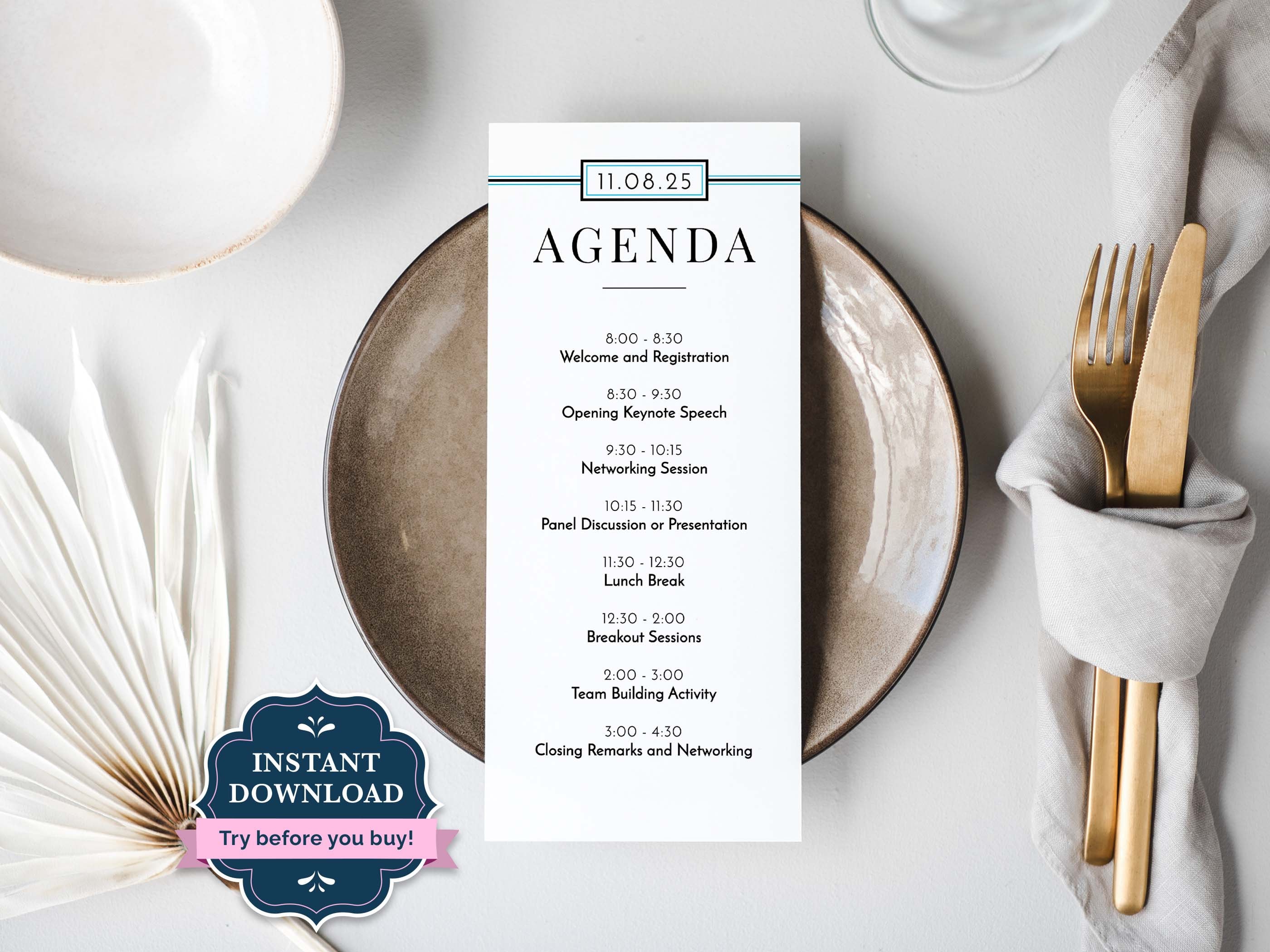 Editable Program Template, Corporate Event Agenda, Itinerary ...