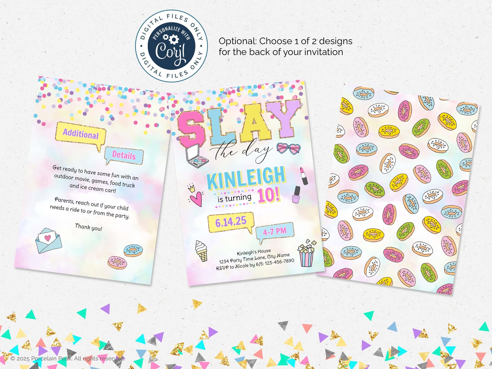 Tween Birthday Invitation, Slay the Day Invite, Varsity Patch Text ...