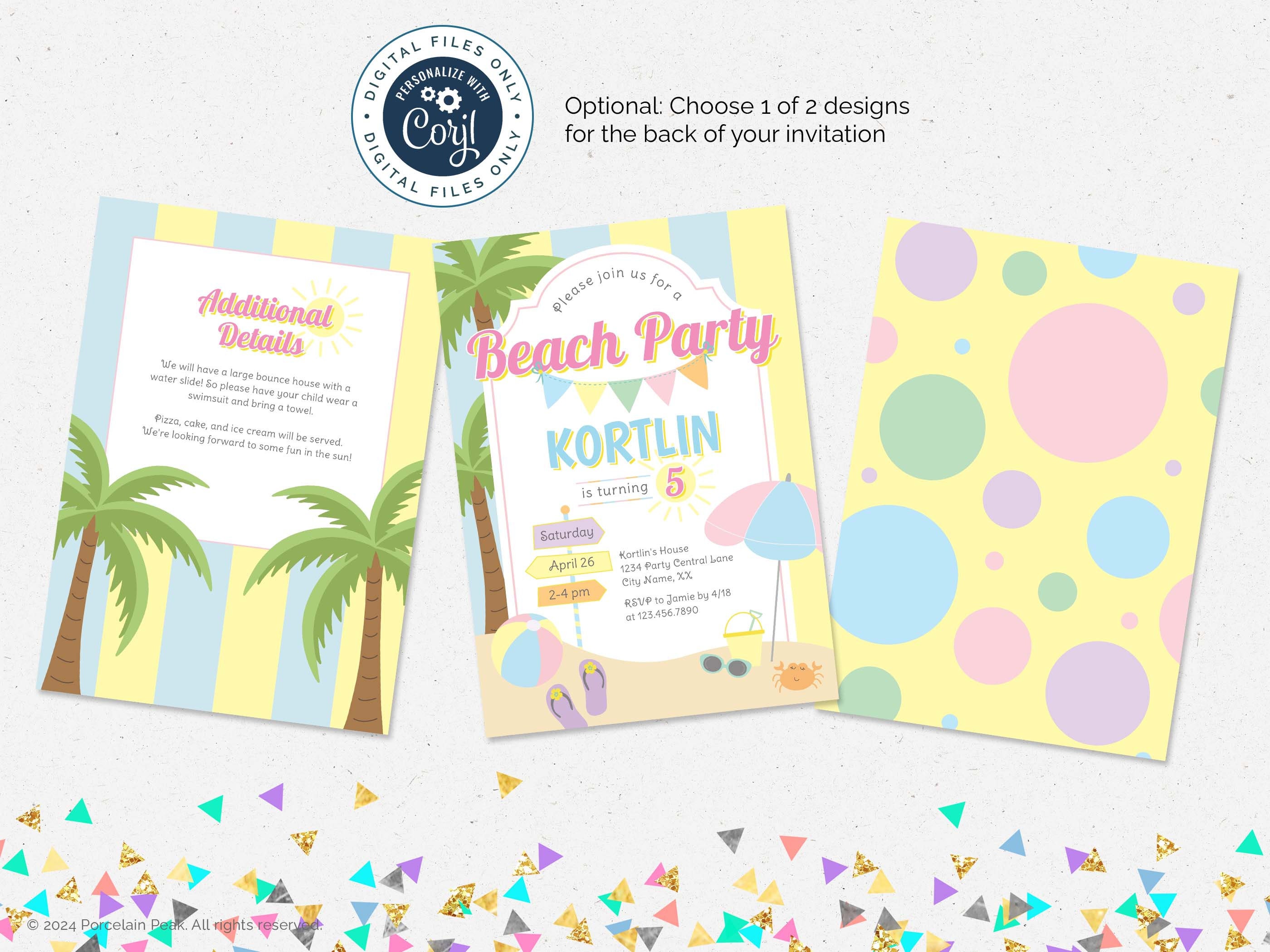 Beach Party Invitation, Girl Beach Theme Birthday Invite, Beach Vibes ...