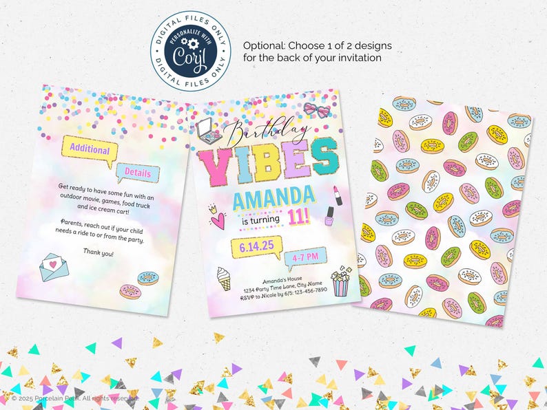 Tween Birthday Invitation, Birthday Vibes Invite, Varsity Patch Text ...