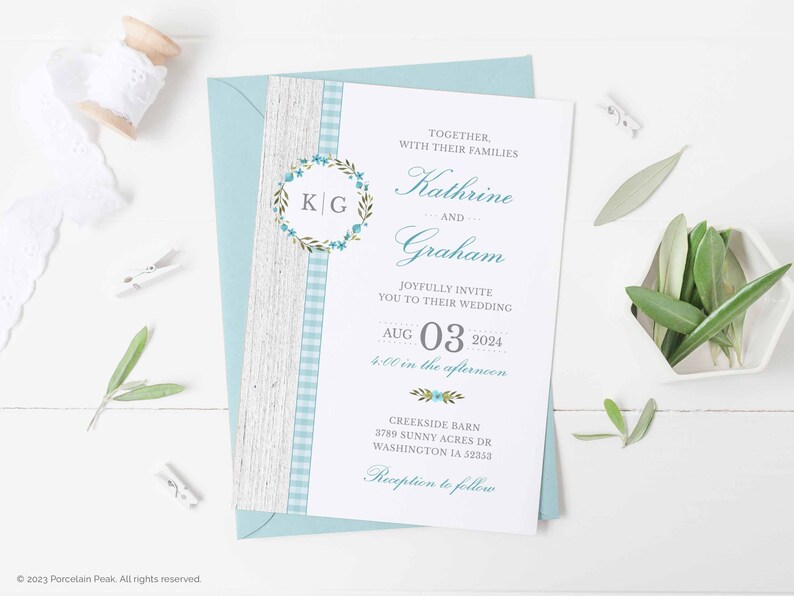 Outdoor Wedding Invitation Bundle, Backyard Wedding Suite, Country ...