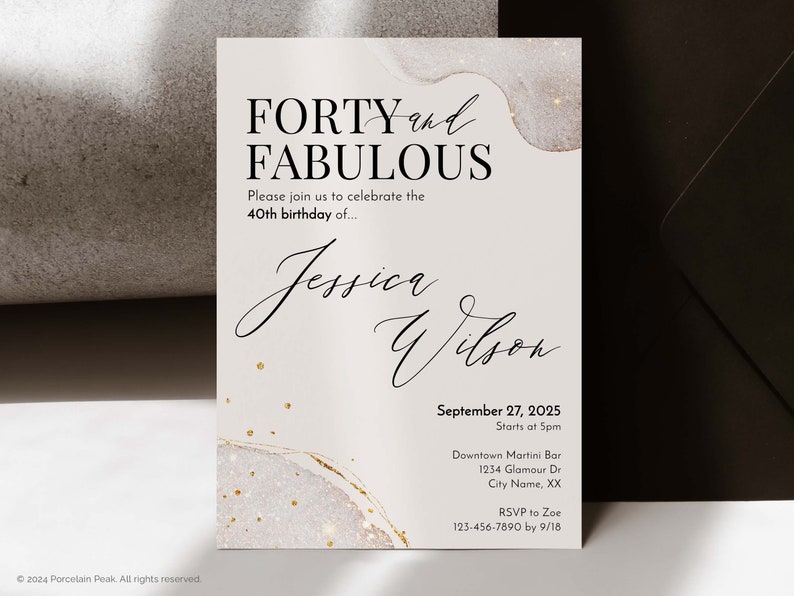 40th Birthday Invitation for Women, Forty and Fabulous Birthday Invite ...
