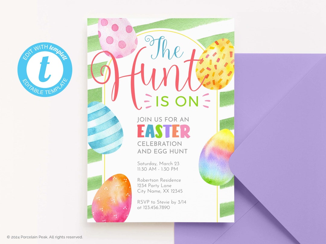 Editable Easter Egg Hunt Invitation, Easter Party Invitation, Annual ...
