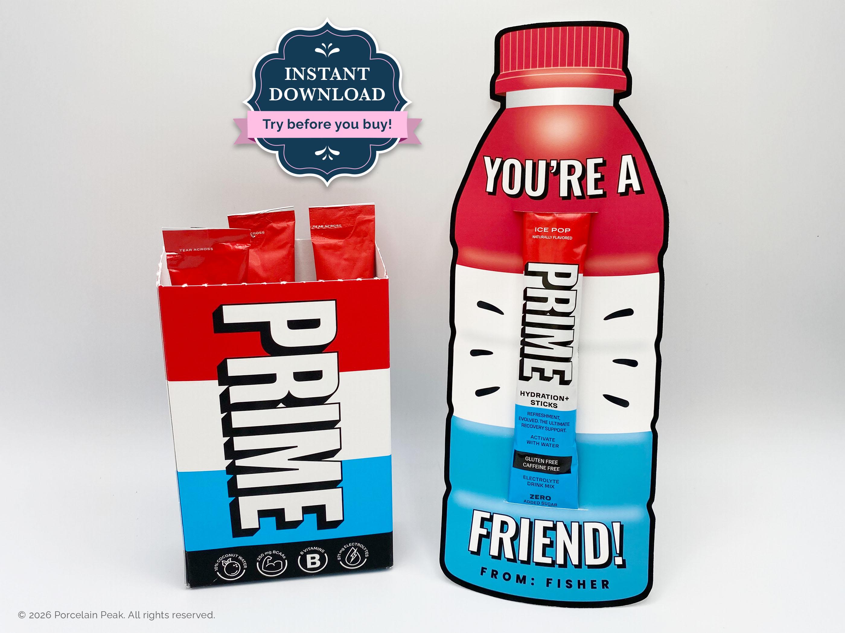 Prime Valentine Cards, Boys Valentines, Hydration Drink Bottle, Prime ...