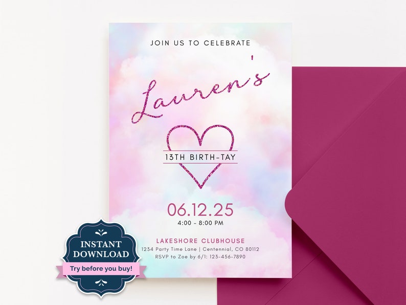 Editable Taylor Swift Lover Birthday Invite, Teen Swiftie Birthday ...