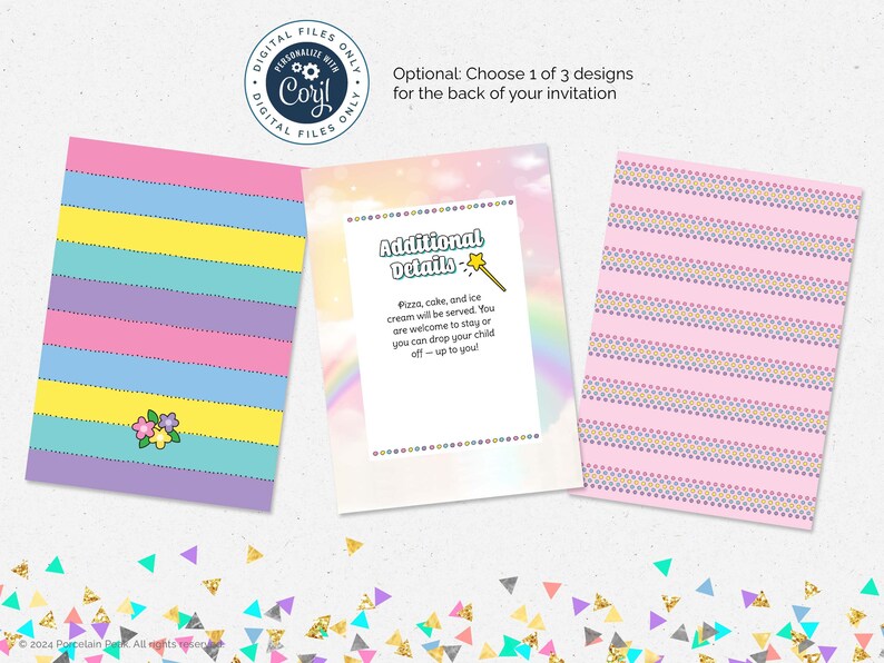 Editable Girls Caticorn Birthday Invitation, Kittycorn Party Invite ...