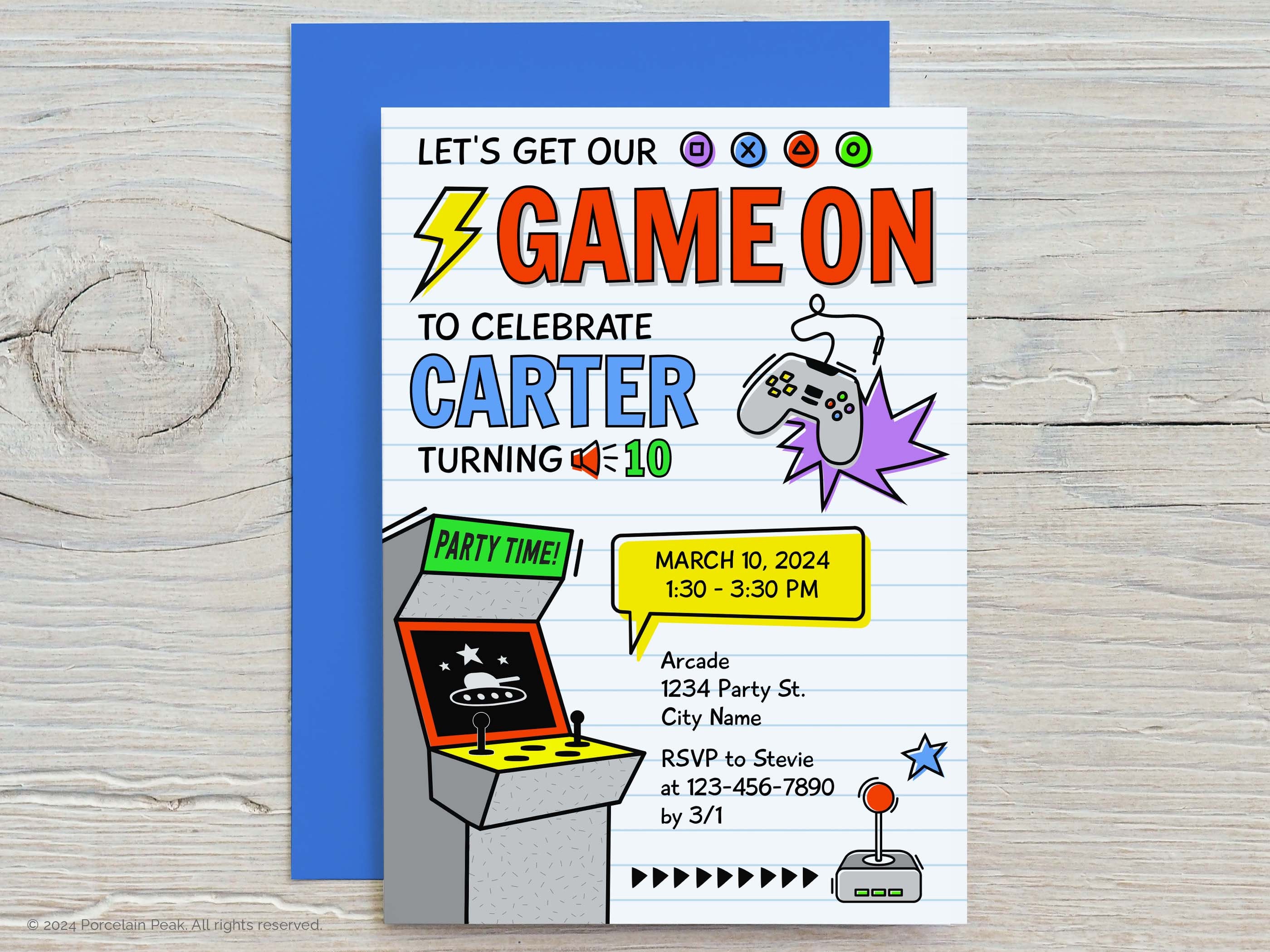 Editable Boys Arcade Birthday Invitation, Video Game Birthday Invite ...