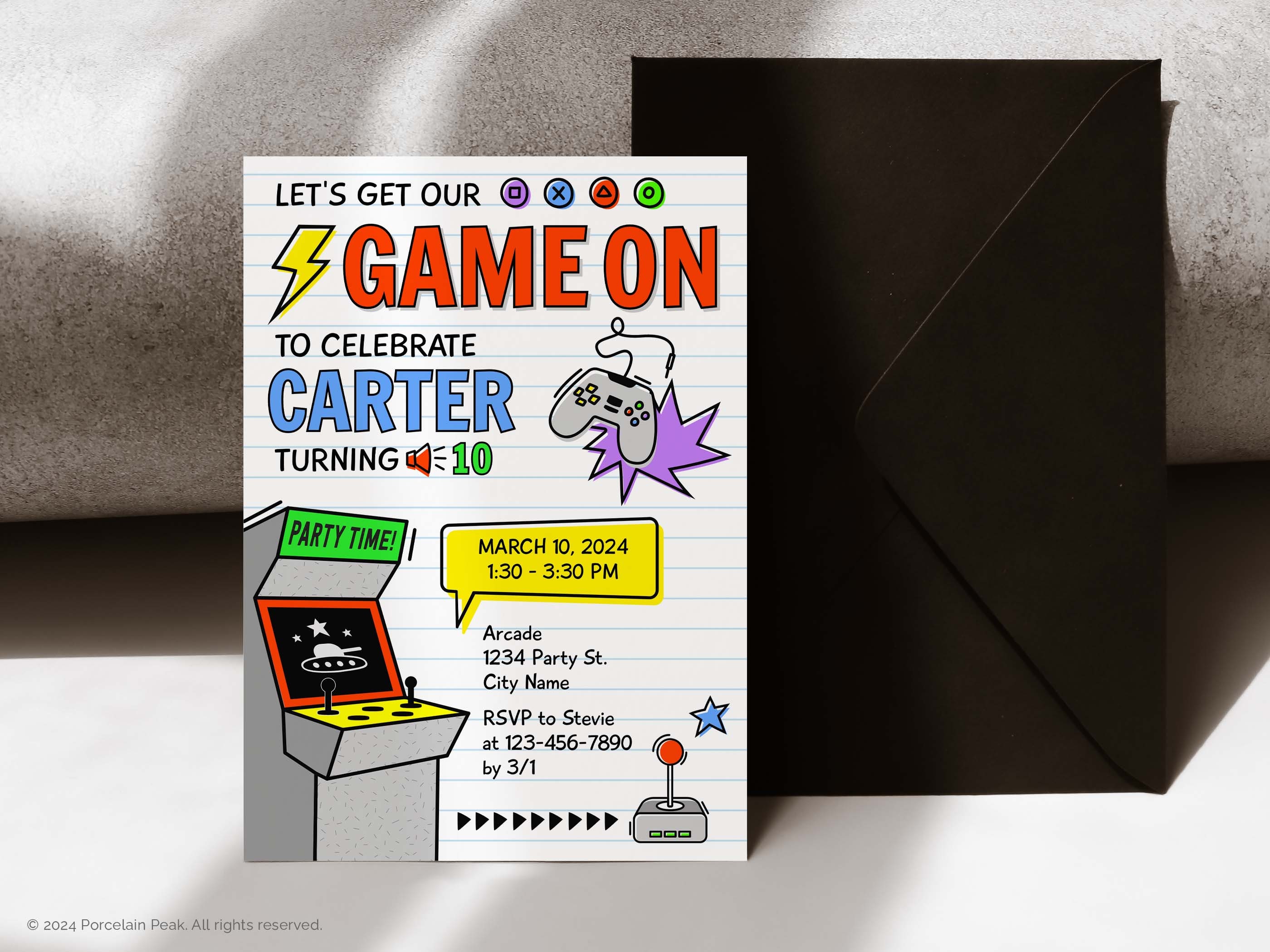 Editable Boys Arcade Birthday Invitation, Video Game Birthday Invite ...