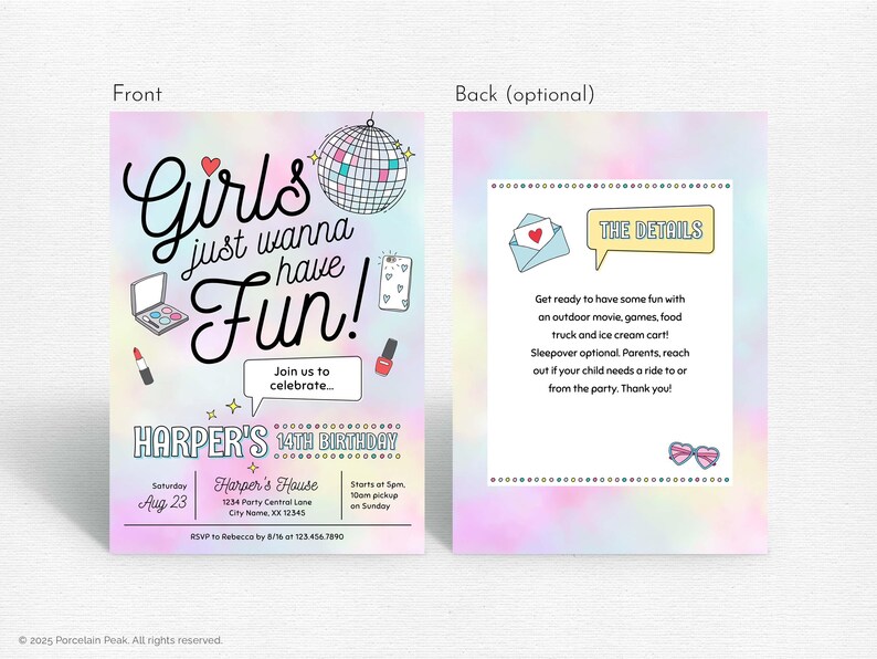 Teen Birthday Party Invitation, Tween Party Invite, Girls Just Wanna ...