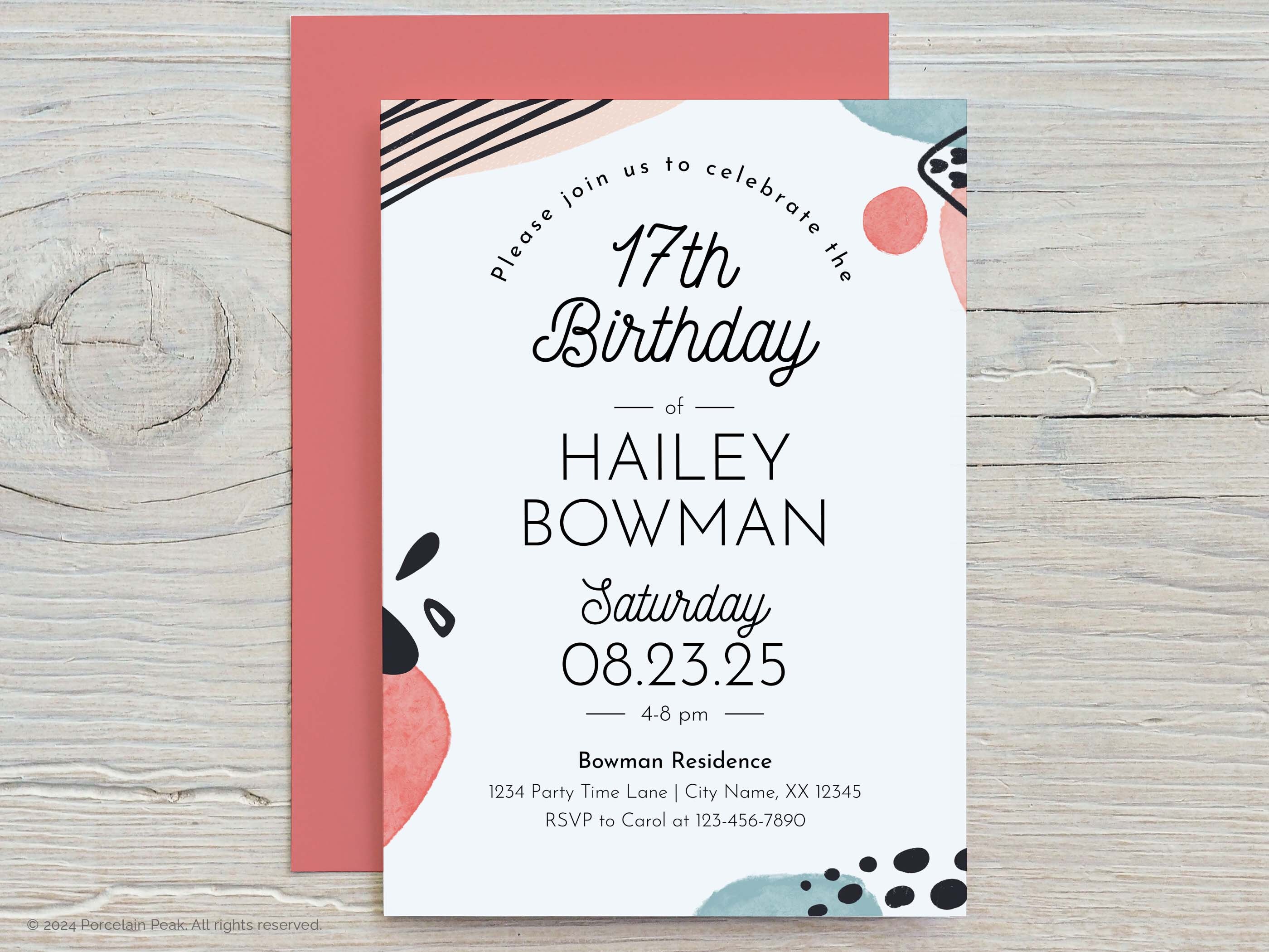 Teen Birthday Invitation, Tween Birthday Party Invite, Girl 17th ...