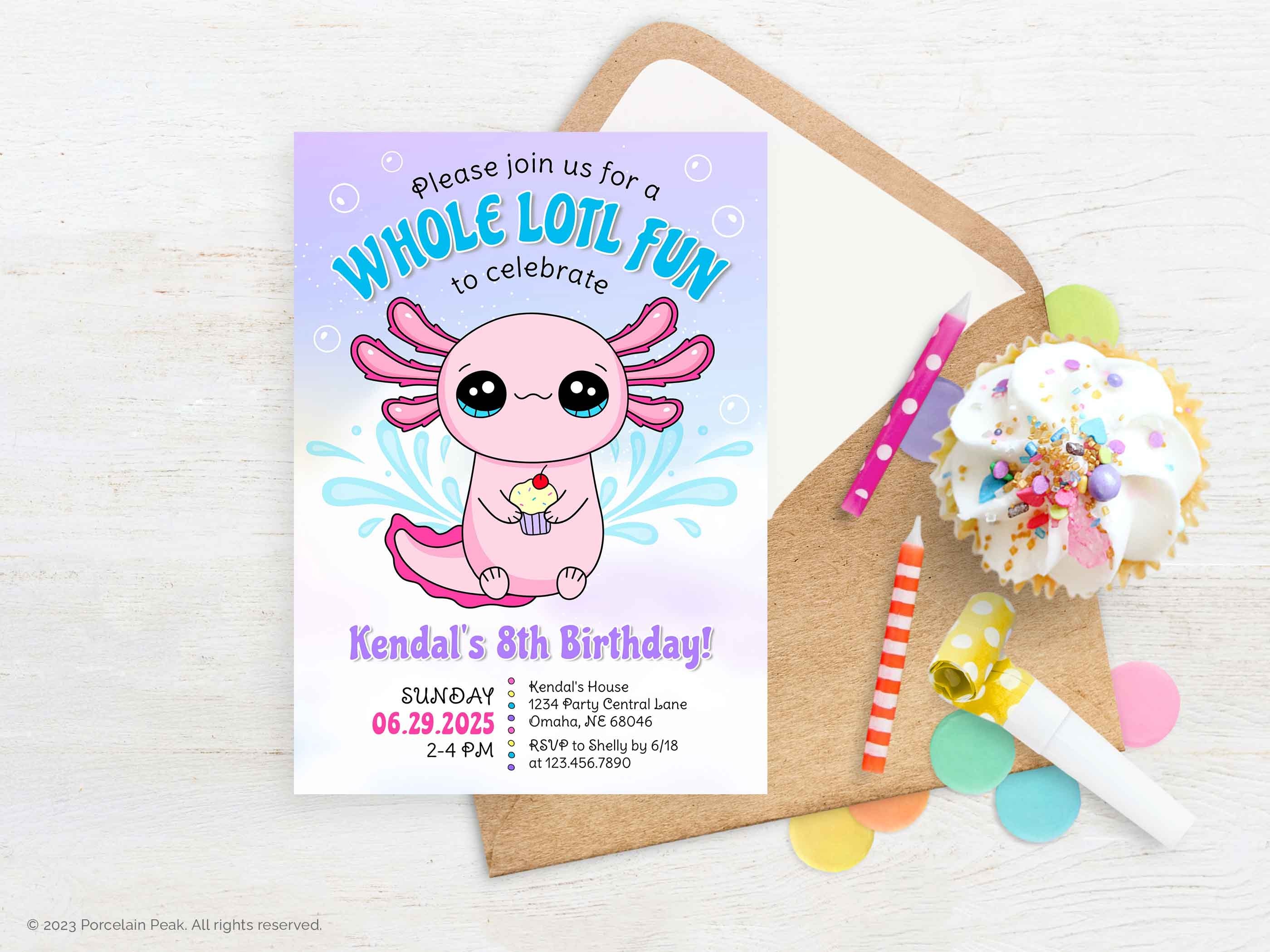Editable Axolotl Girls Birthday Invitation Cute and - Etsy Canada