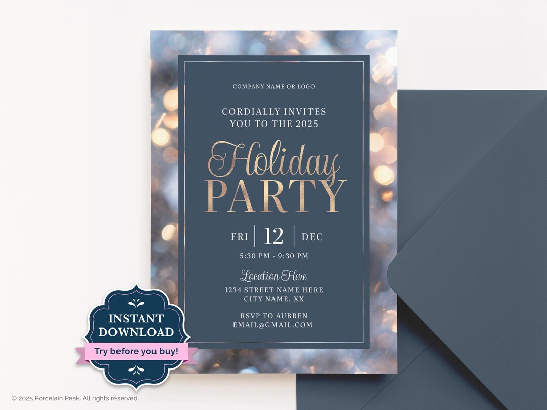 Corporate Holiday Party Invitation, Business Christmas Party Invite ...