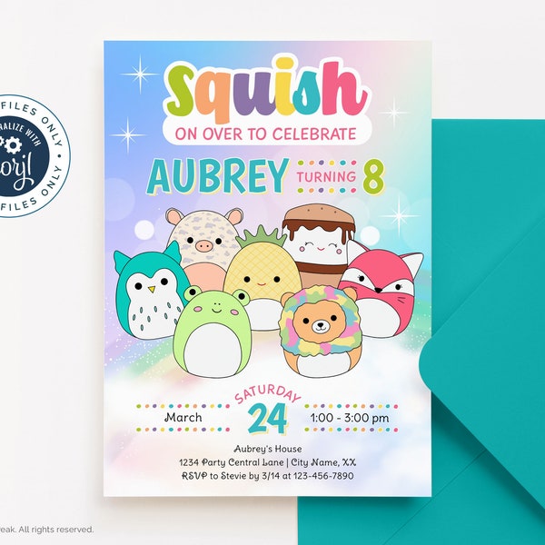 Squishy Party Invitation - Etsy