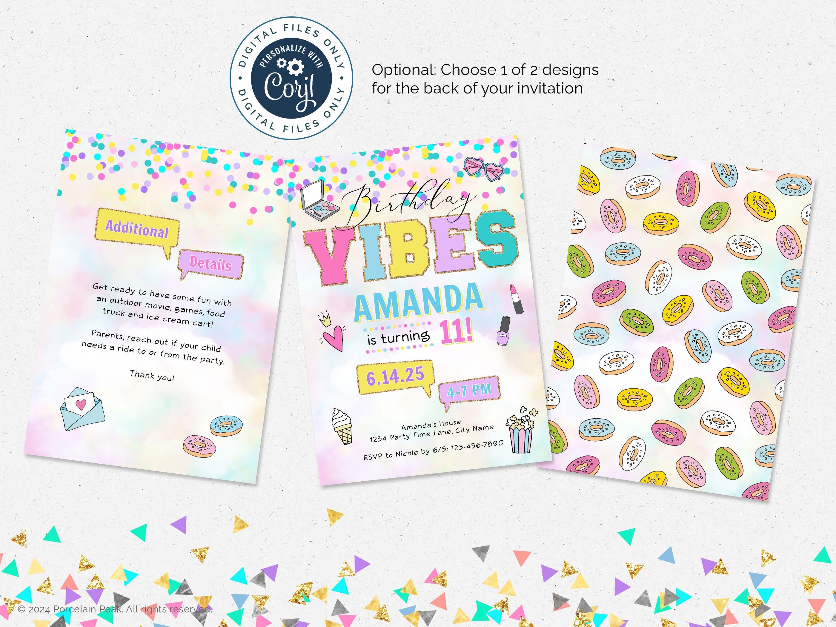 Tween Birthday Invitation, Birthday Vibes Invite, Varsity Patch Text ...