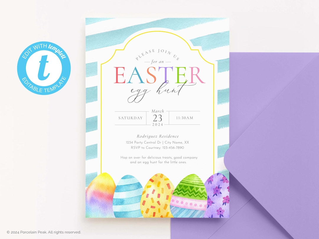 Editable Easter Egg Hunt Invitation, Easter Party Invitation, Annual ...